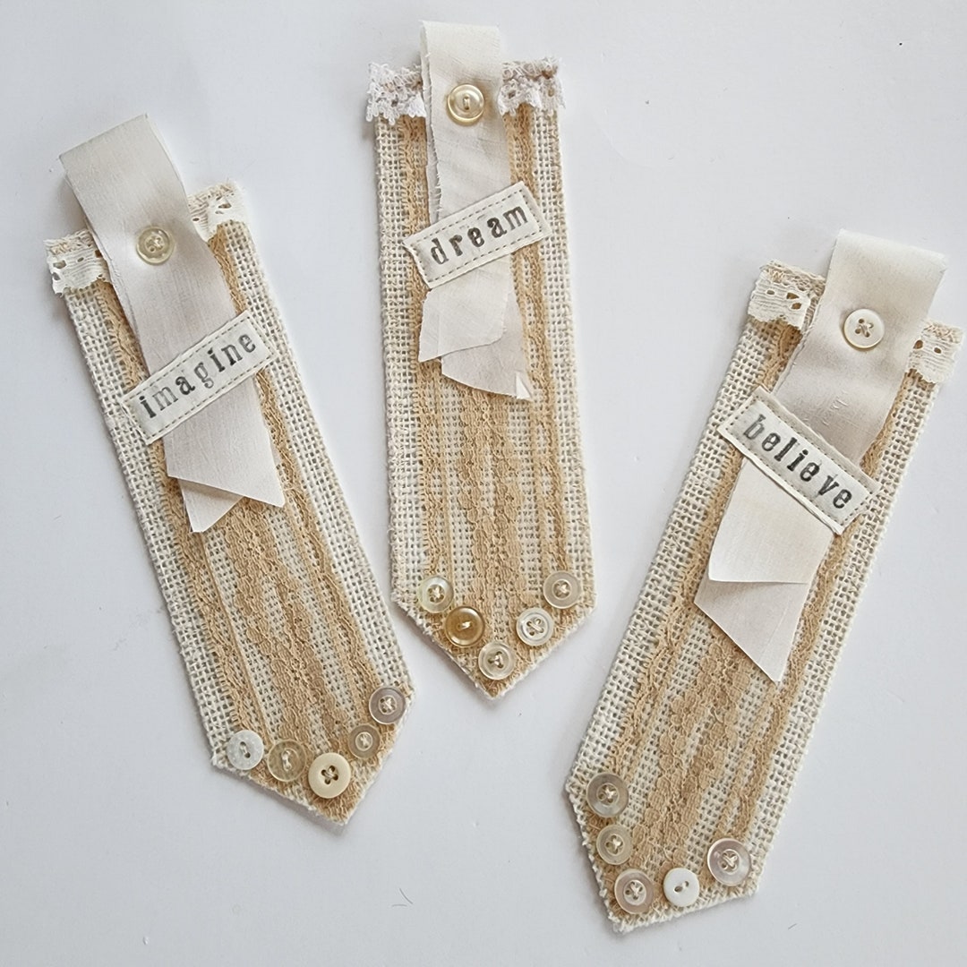 Bookmarks, Handmade Shabby Burlap and Lace Bookmarks, Journal Bookmark ...