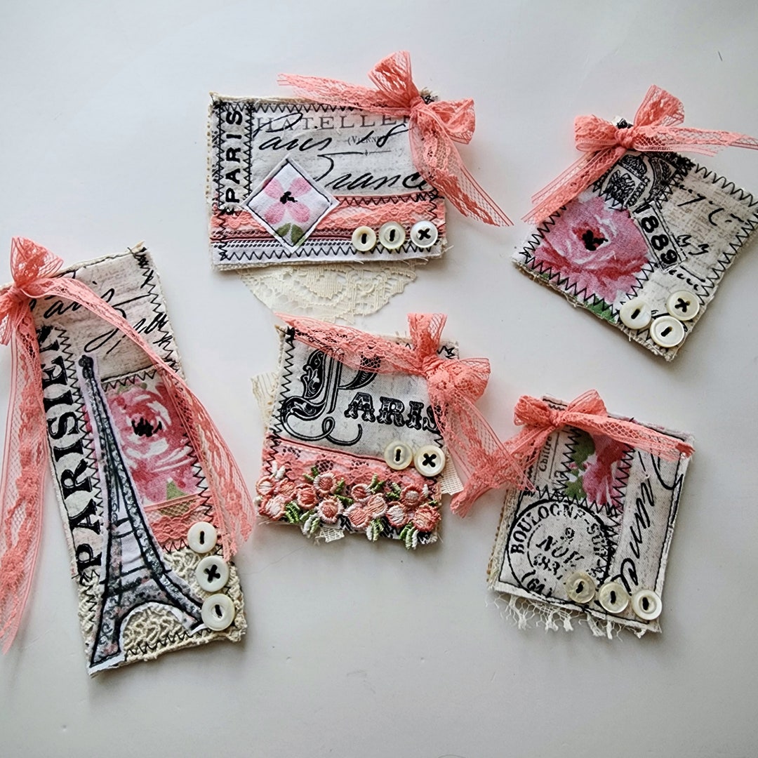 Paris-themed Snippet Clusters, Fabric Collage, Junk Journal Ephemera - Etsy