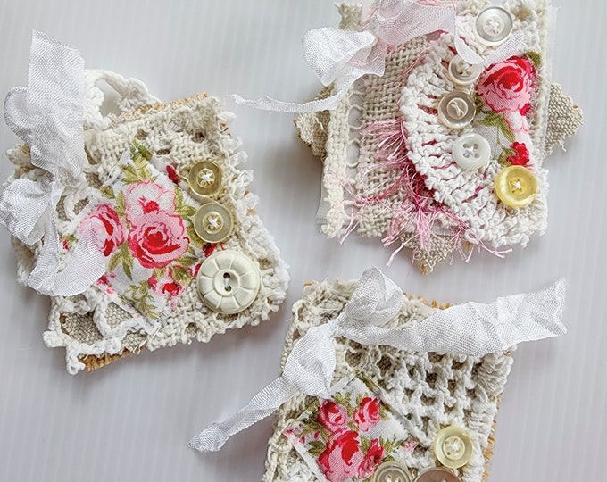 Shabby White Snippet Clusters With Roses, Junk Journal Embellishments ...