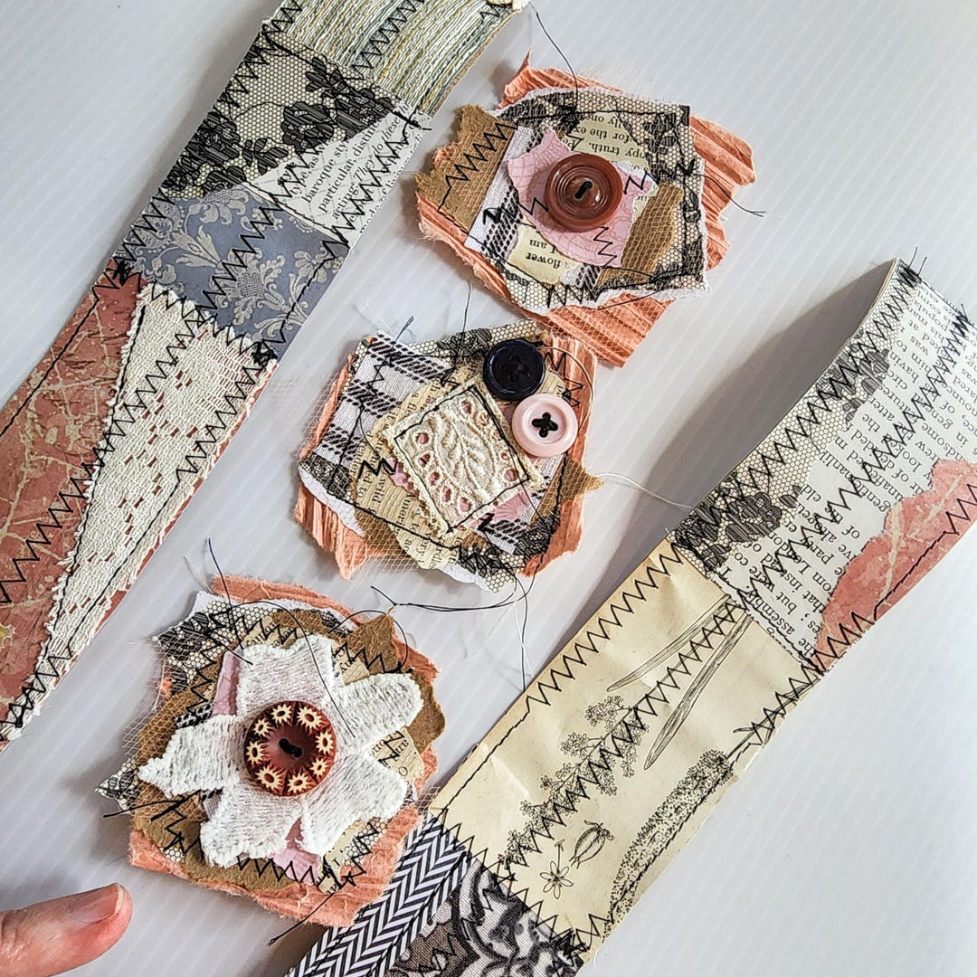 Snippet Strip, 36" Textile and Paper Snippet Roll, Junk Journal Supply ...