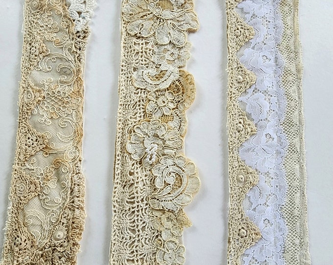 10" Lace Snippet Strip, Junk Journal Supplies, Vintage Style Lace ...