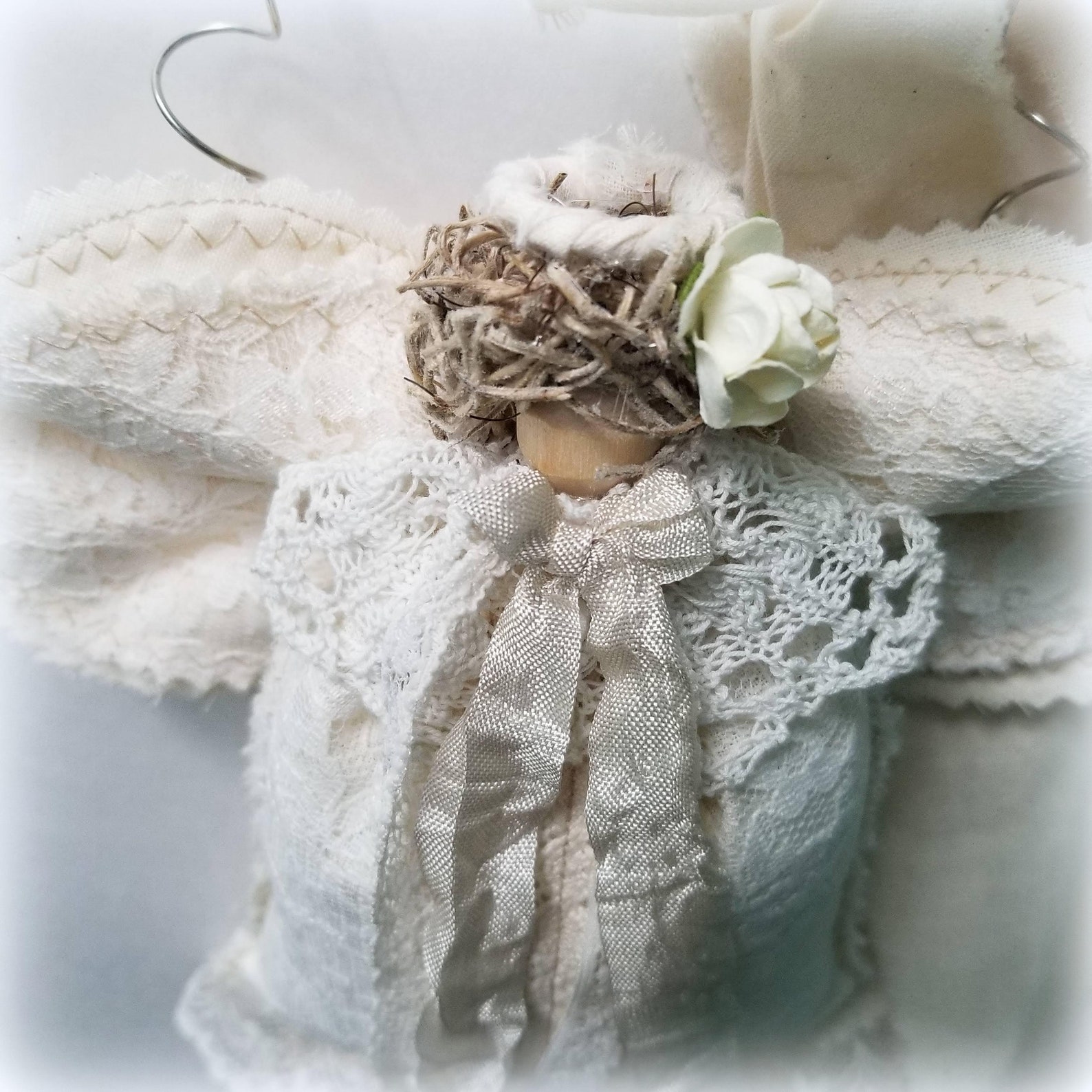 Angel Shabby Lace Angel With Rag Bow Handmade Angel - Etsy