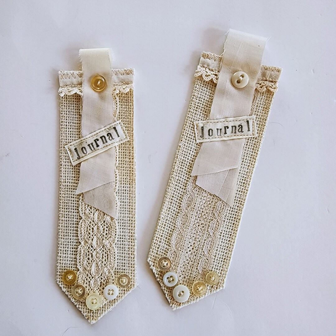 Shabby Journal Bookmark, Burlap and Lace Stamped Bookmark, Handmade ...