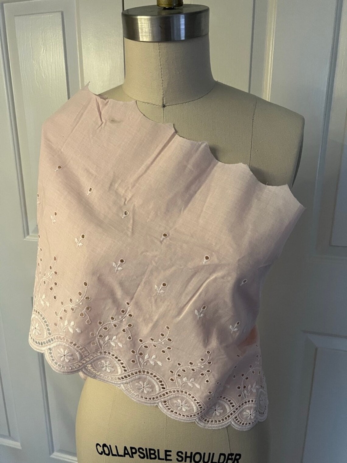 Peach Embroidered Cotton Eyelet Edging Fabric 12 Wide - Etsy