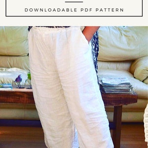 Joleene Yoga Waist Linen Pant PDF Sewing Pattern | Etsy