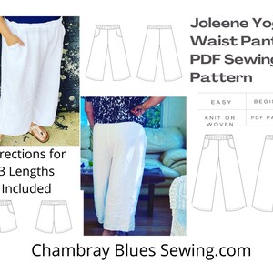 Joleene Yoga Waist Linen Pant PDF Sewing Pattern - Etsy