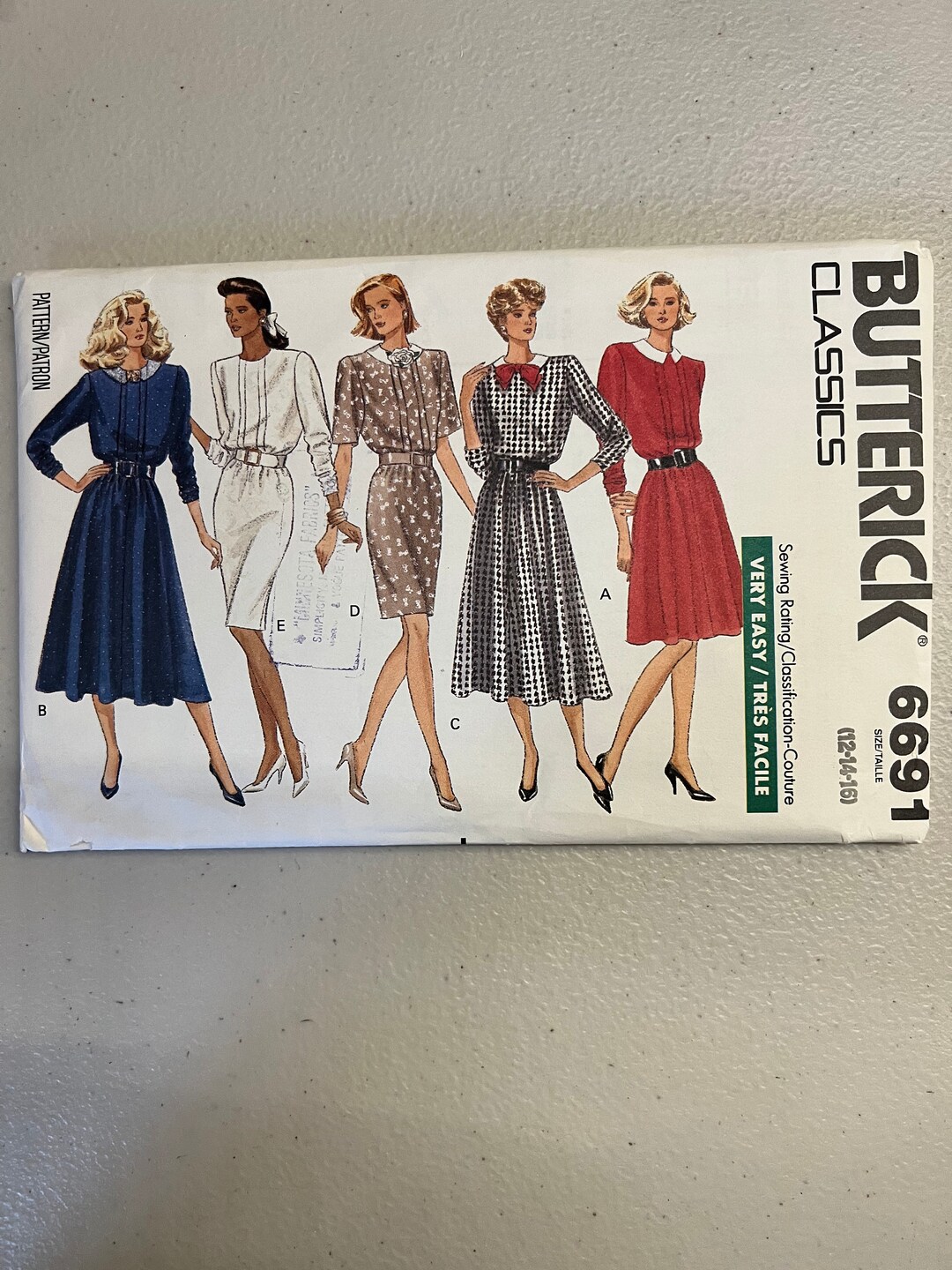 Butterick 6691, Ladies Vintage Pleated Front Dress Sewing Pattern 1980 ...
