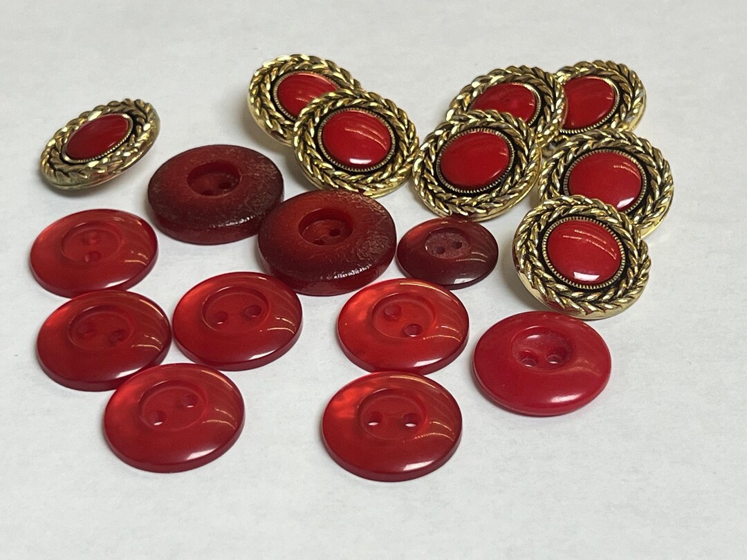 Vintage Red Variety Button Lot - Etsy