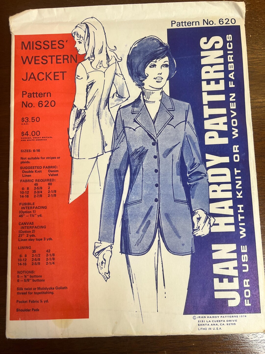 Jean Hardy Western Style Riding Jacket Sewing Pattern, 1970's - Etsy