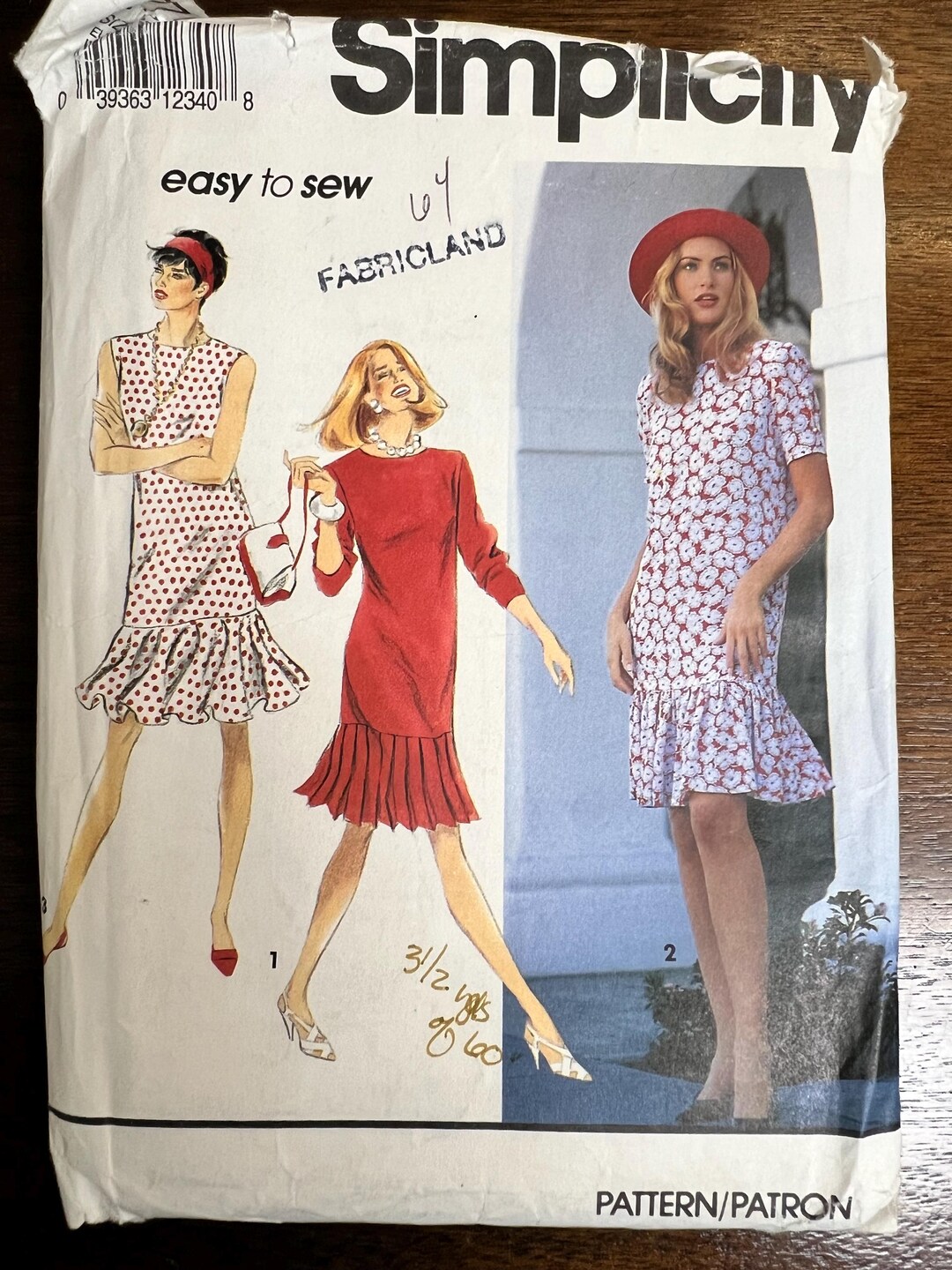 Sheath Dress With Pleated Skirt Sewing Pattern, Simplicity 7753 1990's ...