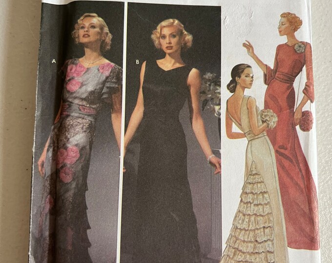 Simplicity 5976 Art Deco Evening Dress With Ruffle and Sleeve ...