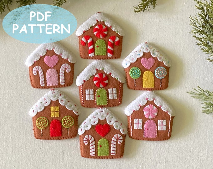 PATTERN Felt Gingerbread House Christmas Ornament Decoration, Pdf for ...