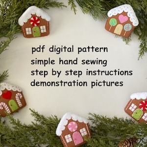 PATTERN Felt Gingerbread House Christmas Ornament Decoration, Pdf for ...