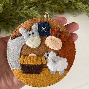 PATTERN Nativity Felt Christmas Ornament - Baby Jesus in a Manger, Hand ...