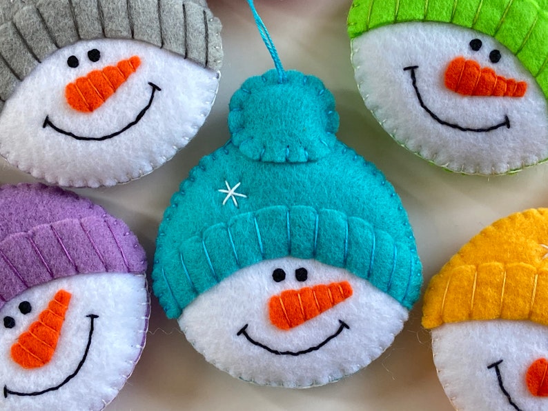 Felt PATTERN Snowman Face Ornament Snowman Head Christmas - Etsy