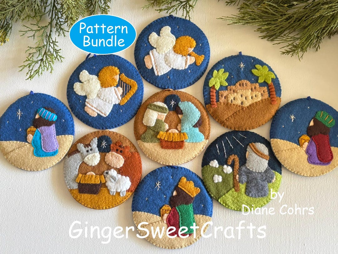 PATTERN Nativity Scene Felt Christmas Ornaments Pdf Bundle- Hand Sewing ...