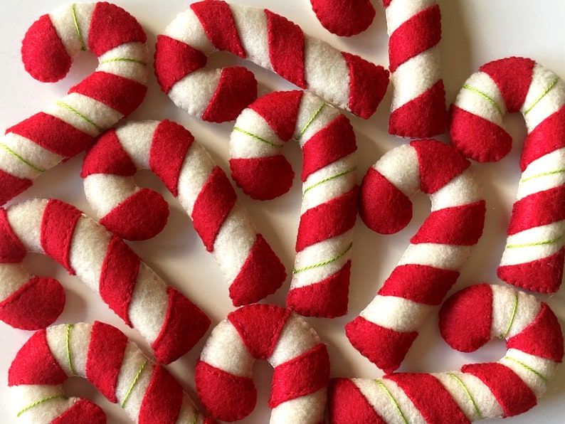 Pattern Candy Cane Felt Ornament Pdf for Hand Sewing Christmas ...