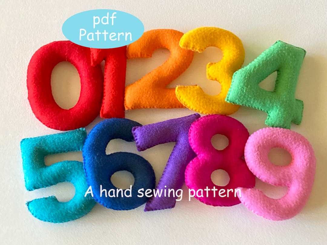 Pattern Felt Numbers for Hand Sewing, Soft Stuffed Learning Numbers Pdf ...