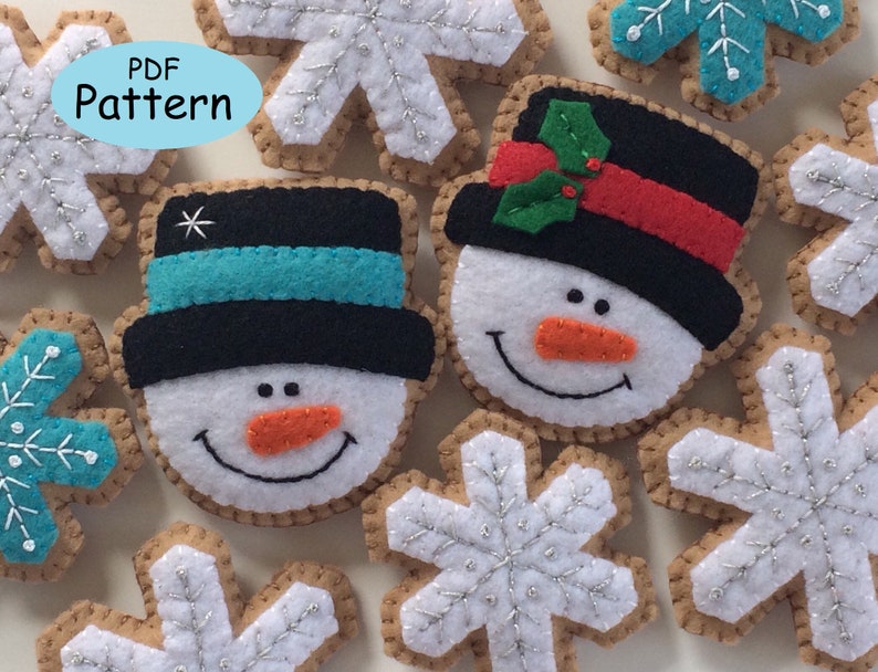 Snowman Pattern Pdf Felt Christmas Ornaments Garland Instant - Etsy