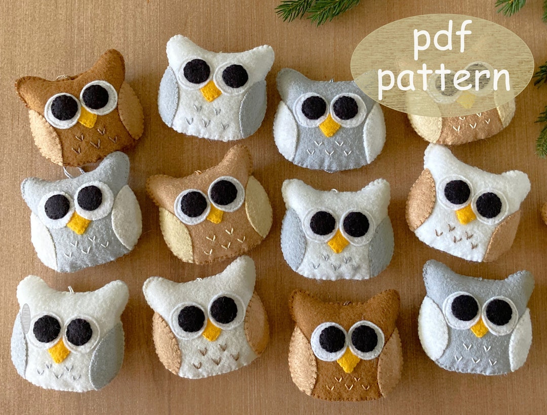 Felt Owl Pattern-bird, Woodland Ornaments, Easy Pdf for Hand Sewing ...