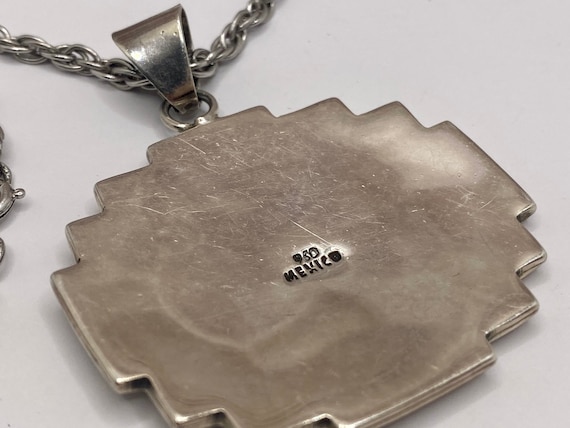 Large Vintage 950 Mexico Silver Aztec Warrior Pendant… - Gem