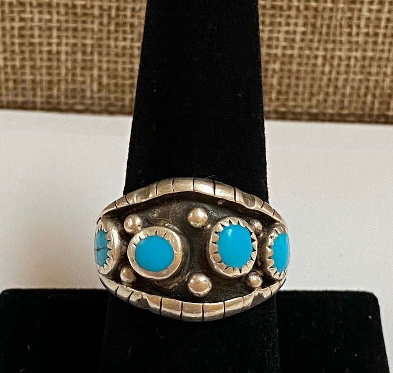 Vintage Handmade Native American Sterling Silver Ring With - Etsy
