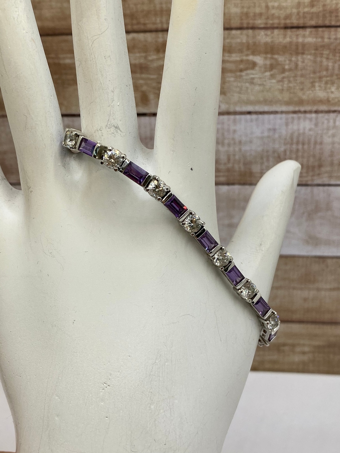 FAS 925 Sterling Silver Women's Bracelet With Semi-precious Purple and ...