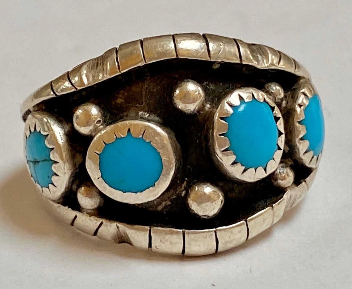 Vintage Handmade Native American Sterling Silver Ring With - Etsy