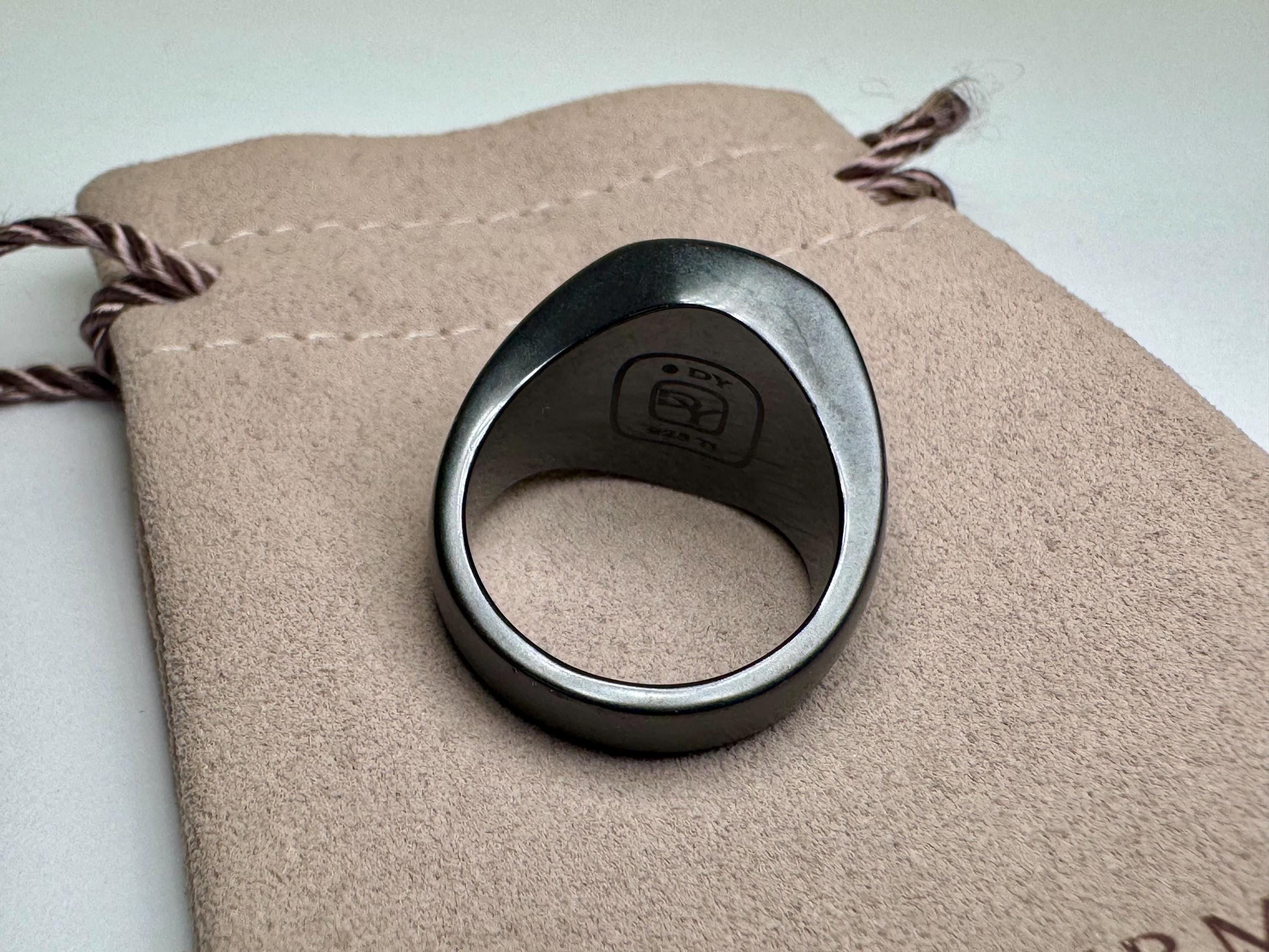 David Yurman Sterling Silver Black Titanium Black Diamond Signet Ring ...