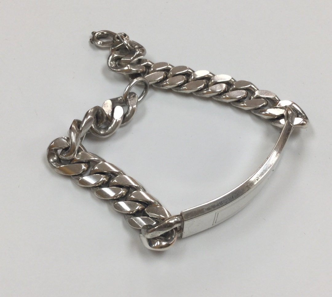 Vintage 925 Heavy Sterling Silver Tag Bracelet, Kestenmade 1960's ...