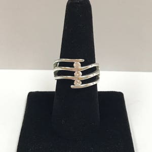 Vintage 925 Solid Sterling Silver Women's Ring With Three Small Cubic ...