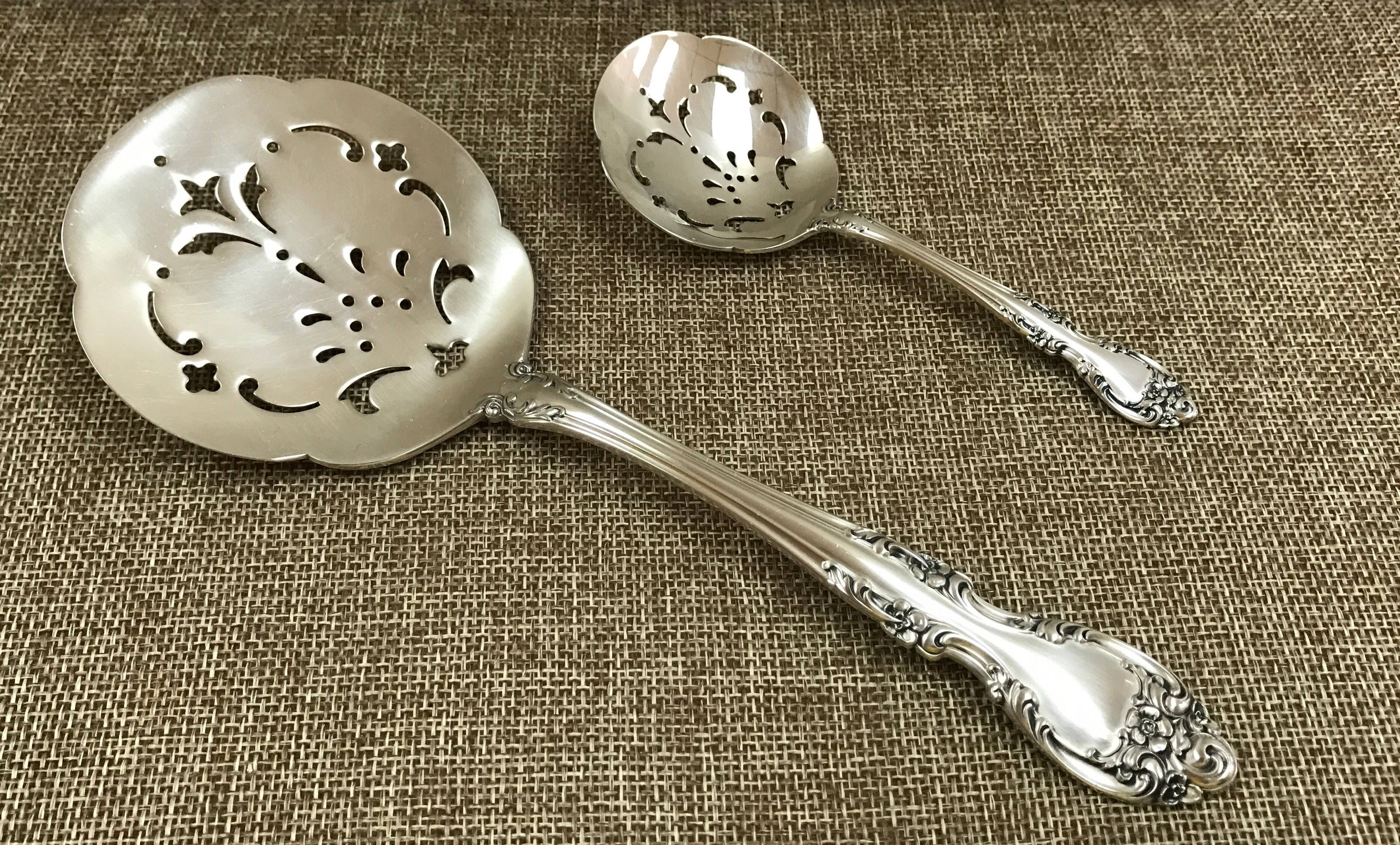 Vintage Gorham Melrose Pattern Sterling Silver Serving Spoon Set ...