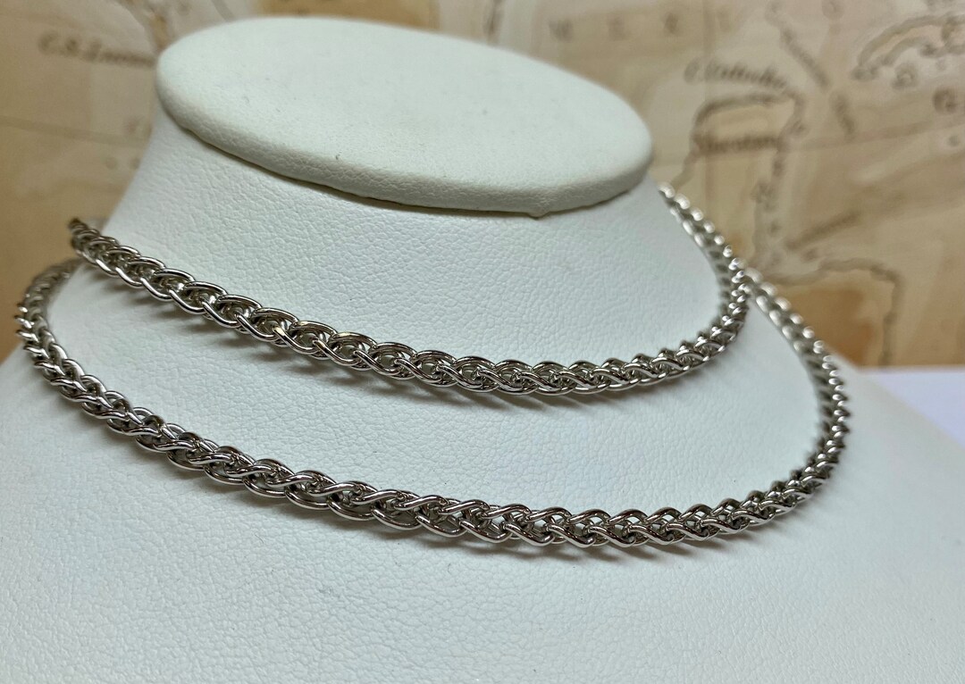 14K Solid White Gold 22" Double Wheat Link Chain Necklace!! - Etsy