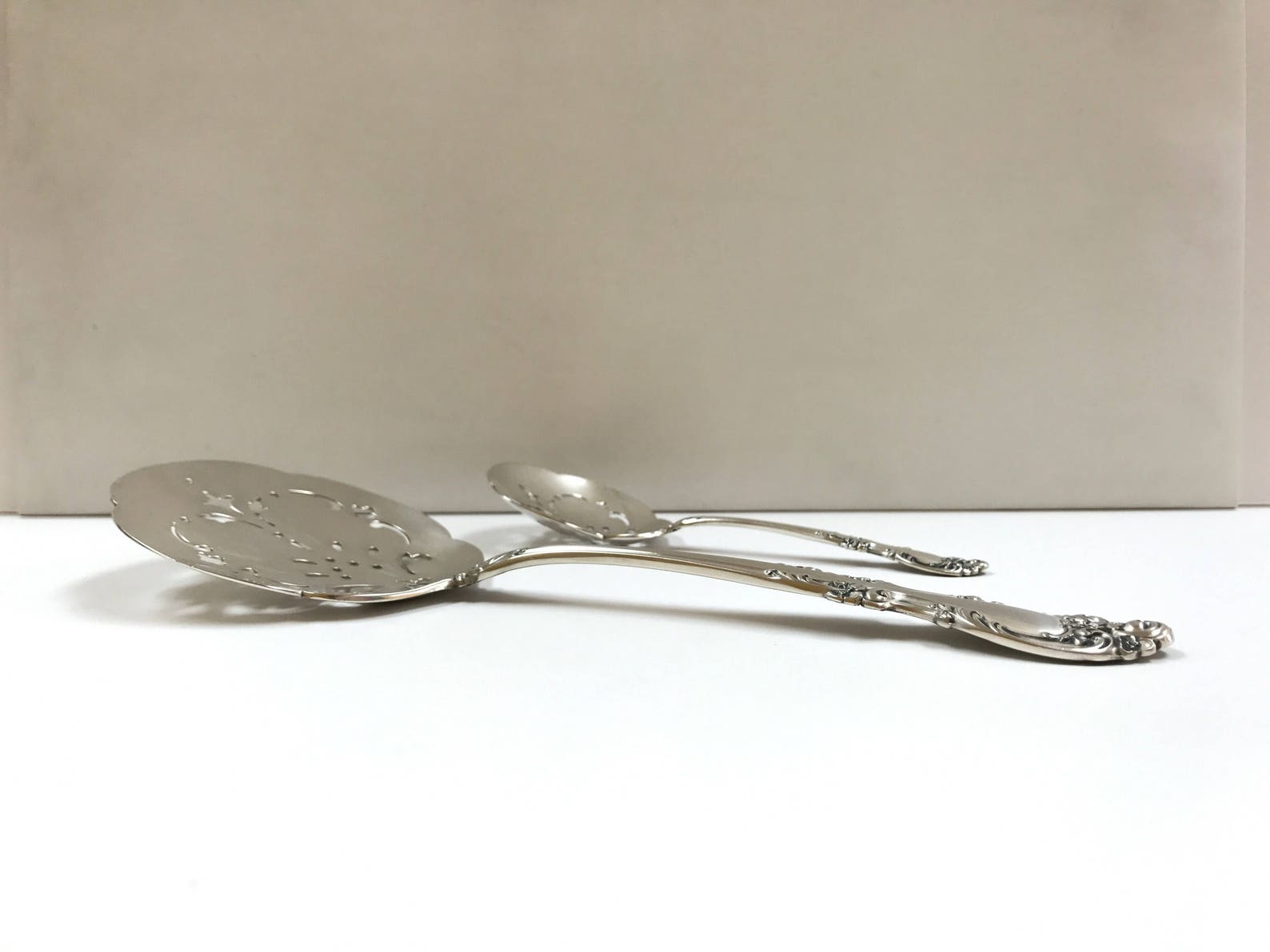 Vintage Gorham Melrose Pattern Sterling Silver Serving Spoon Set ...