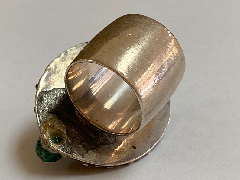 Vintage CPR Sterling Silver Large Ring With Green Oval Gemstone!!! - Etsy