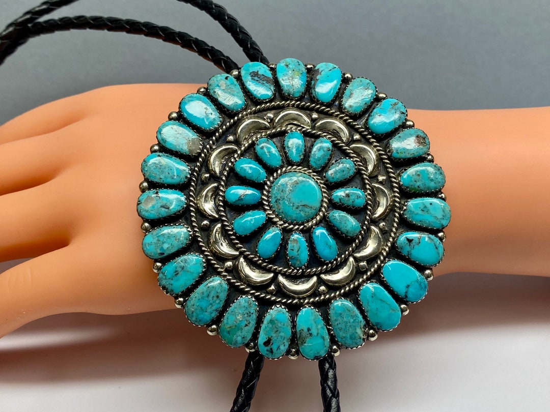 Large Vintage Native American Sterling Silver and Turquoise Signed JW ...