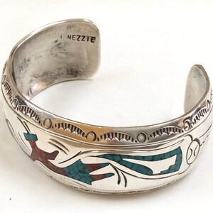 Vintage Native American Navajo Signed "j NEZZIE " Turquoise and Coral ...