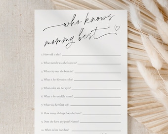 Who Knows Mommy Best Baby Shower Game | Baby Shower Games Printable ...