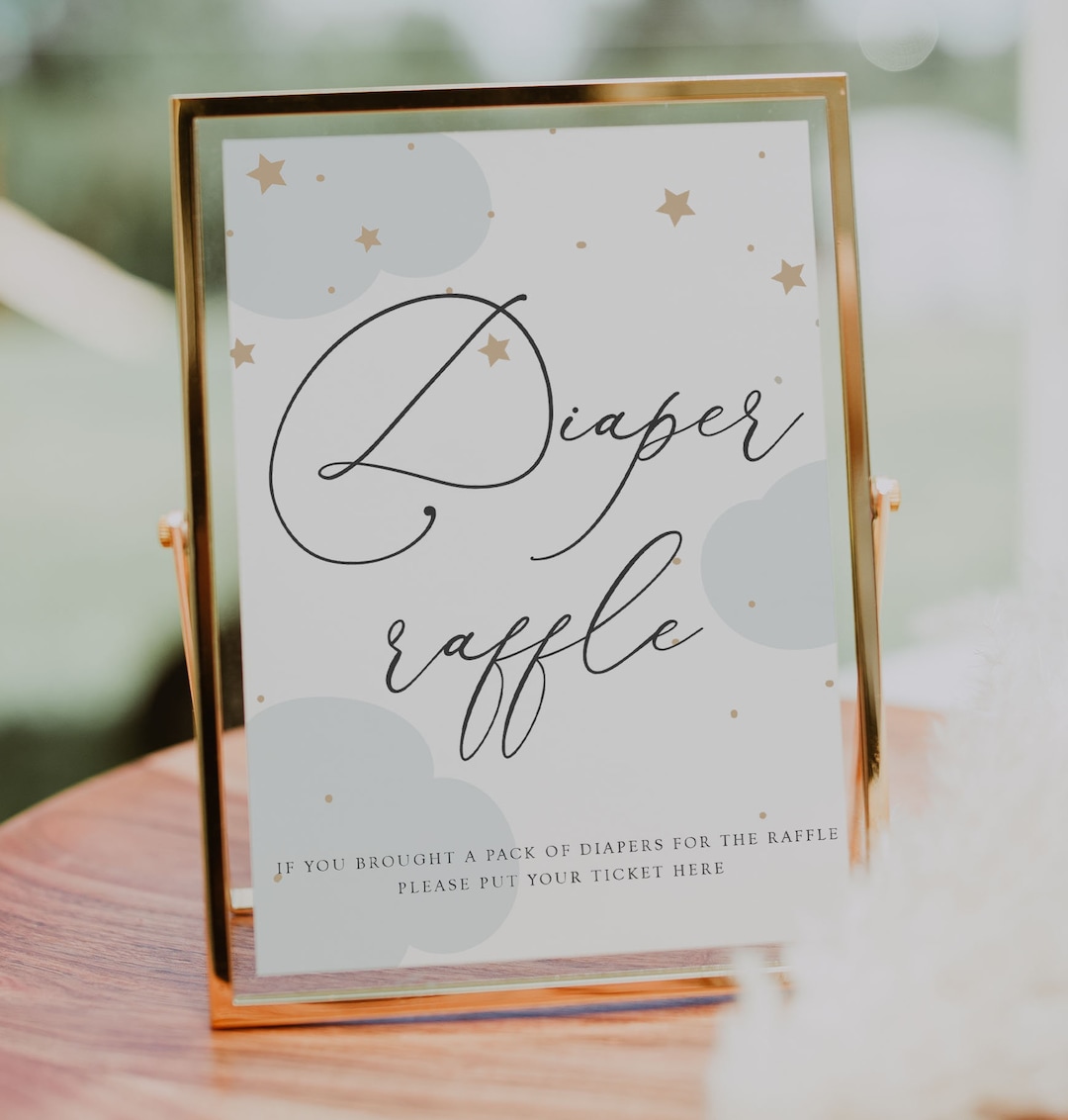 Juego de rifa de pañales Over the Moon Twinkle Star, letrero de rifa de ...