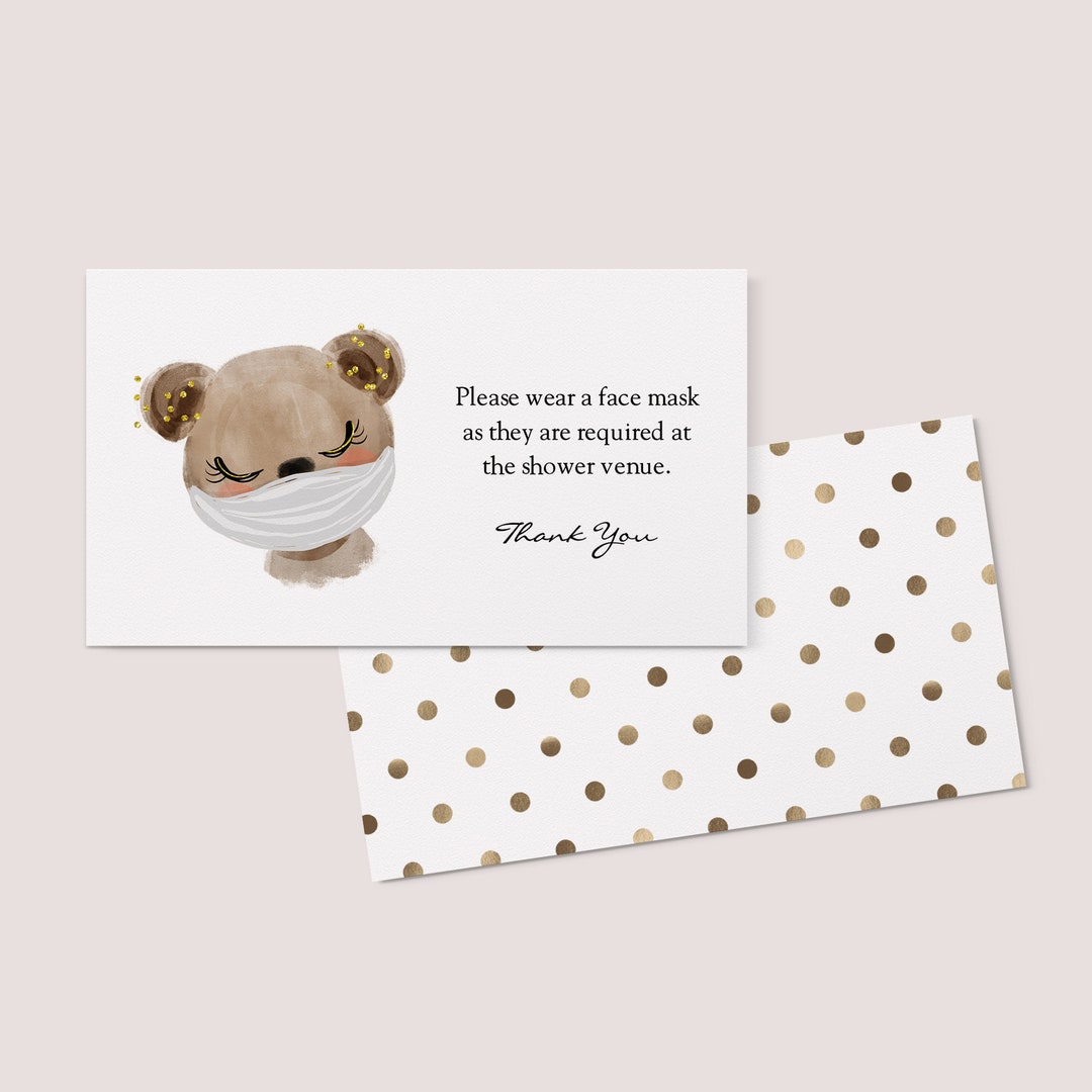 Wear a Face Mask Request Woodland Animals Bear Baby Shower - Etsy
