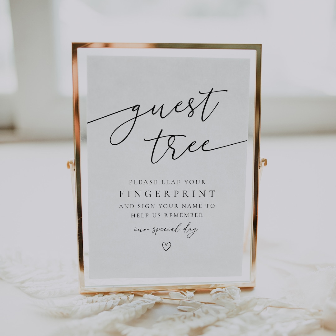 Guest Tree Fingerprint Sign, Wedding Thumbprint Guestbook Sign, Baby ...