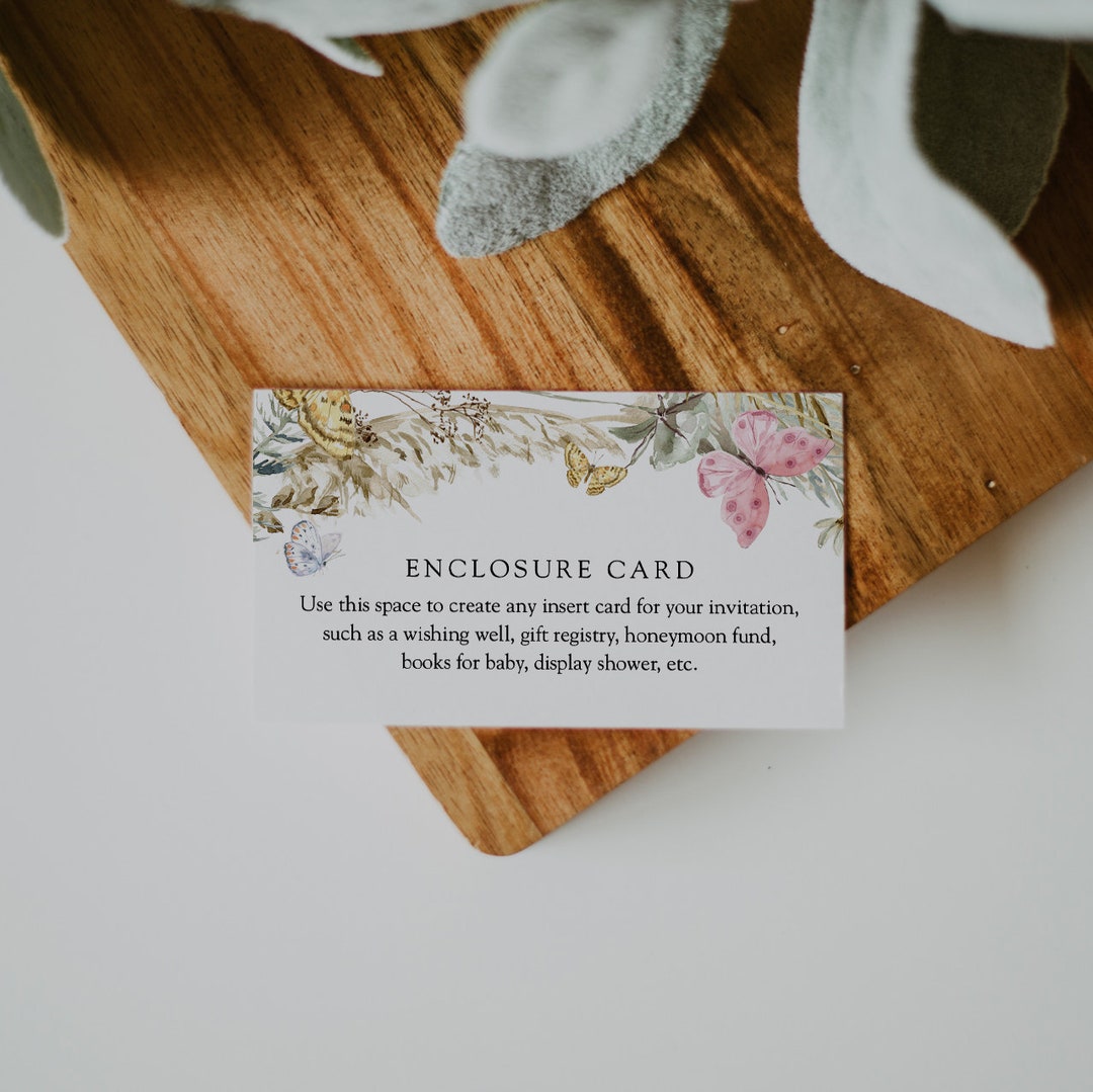Custom Enclosure Card Printable Template, Butterfly on the Way Boho ...