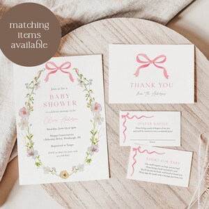 Wildflower Baby Girl Table Number Sign | Floral Pink Bow Baby Shower ...