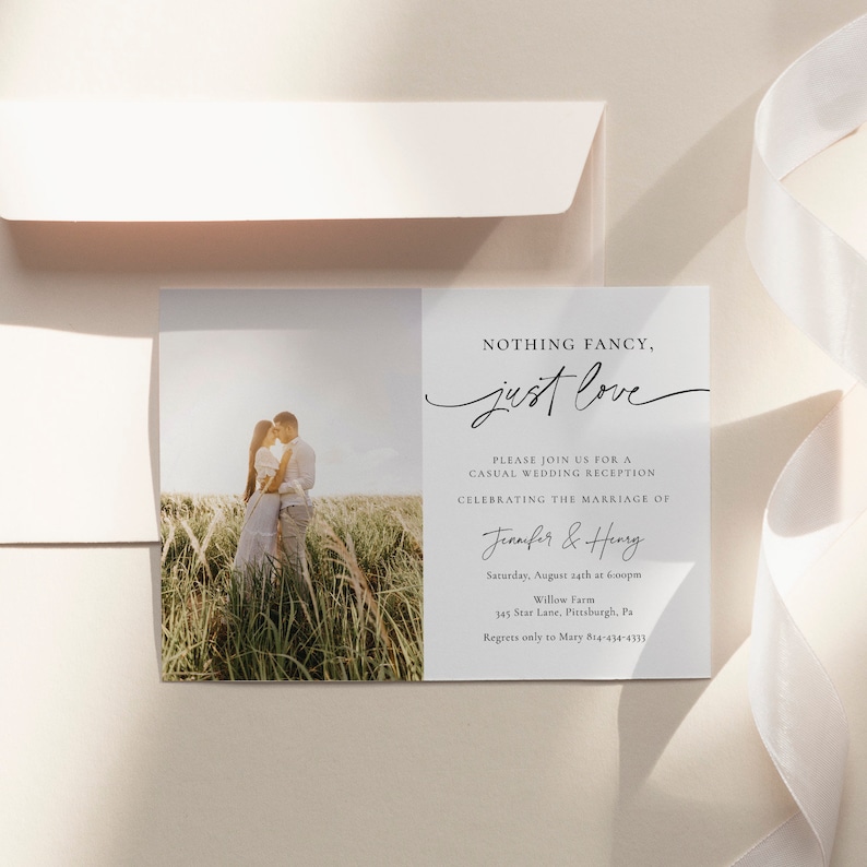 Printed Wedding Invitation: Minimalist Casual Design - Etsy UK