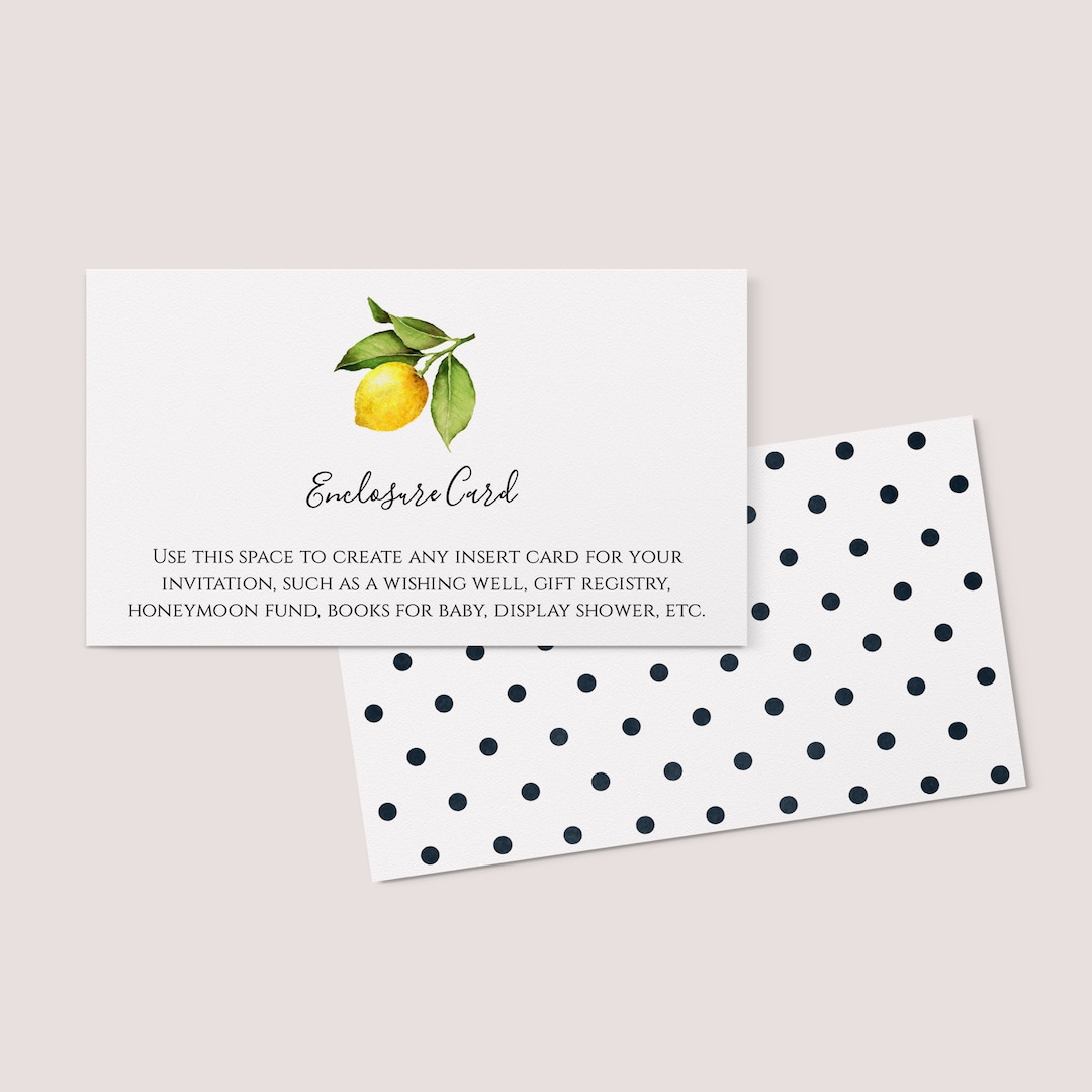 Lemons Main Squeeze Enclosure Card, Insert Card, Book Request, Bridal ...