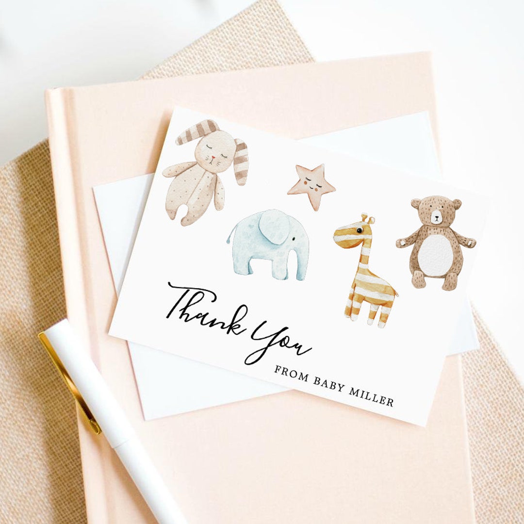 Baby Shower Thank You, Gender Neutral, Baby Toys, Folded or Flat ...