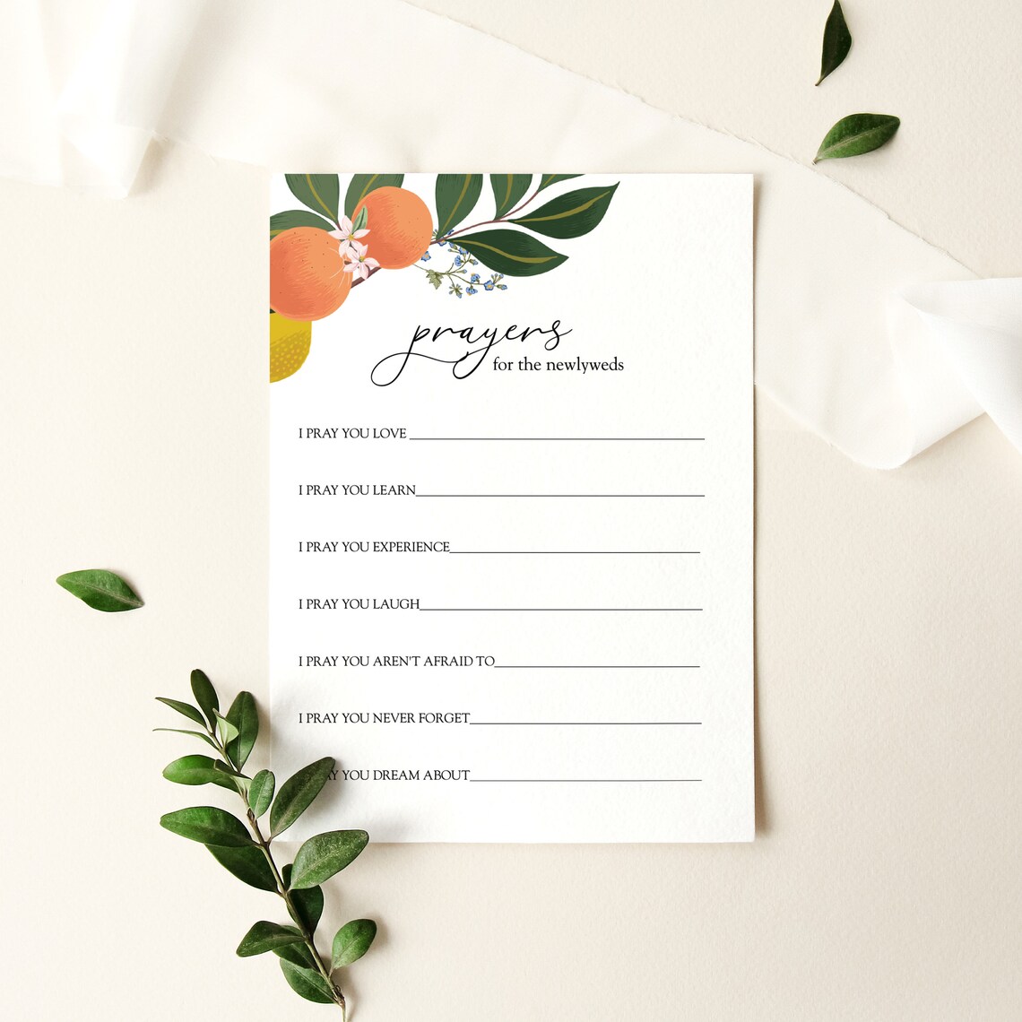 Prayers for the Newlyweds, Orange Main Squeeze, Printable Card Template ...