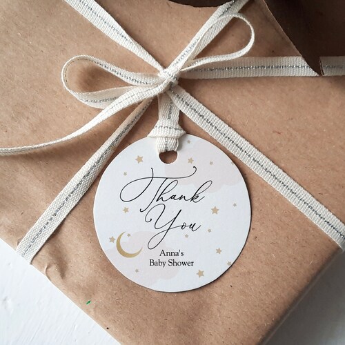 Editable Gold Moon Gift Tag Template Over the Moon Baby Shower - Etsy