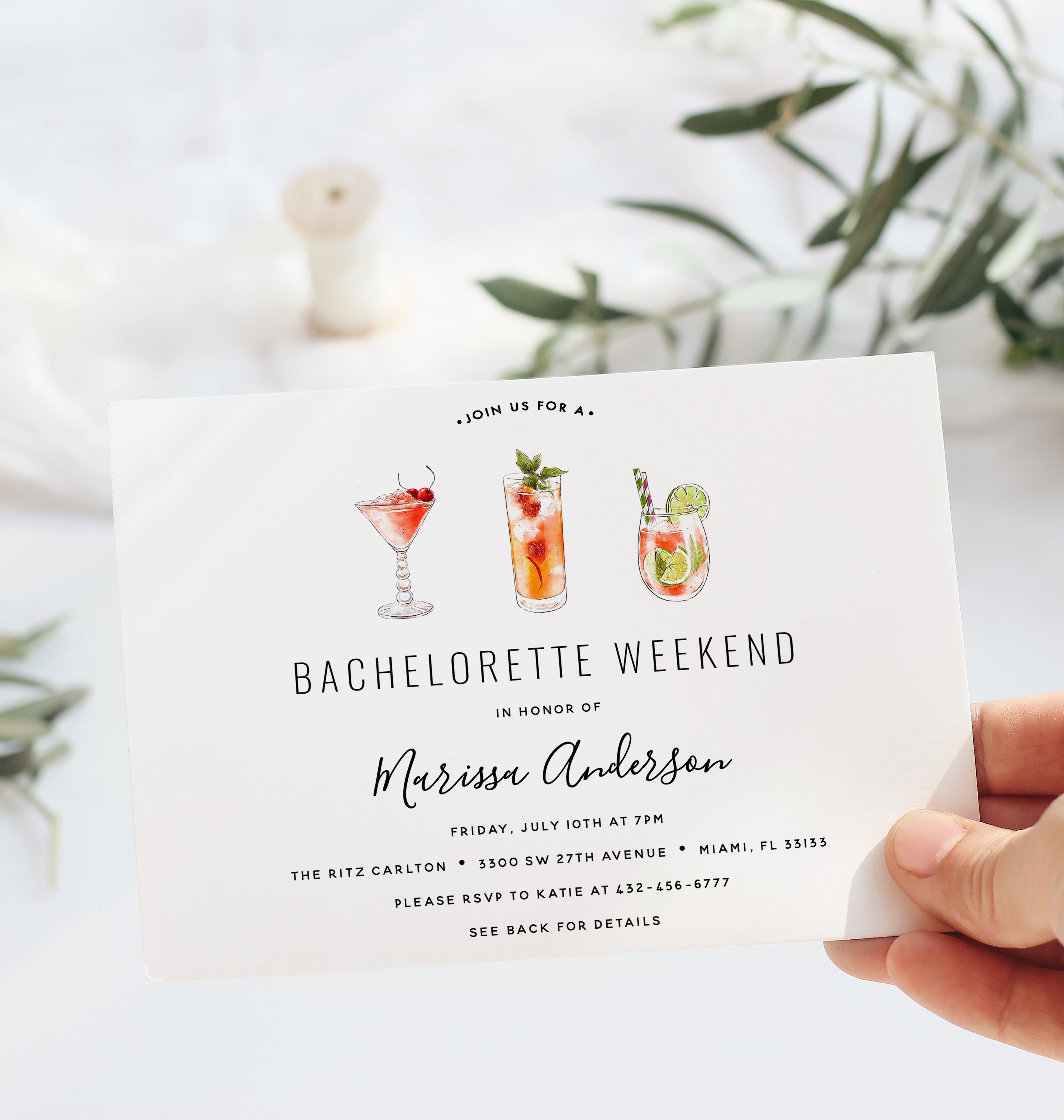 Bachelorette Party Invitation Weekend Itinerary Girly | Etsy