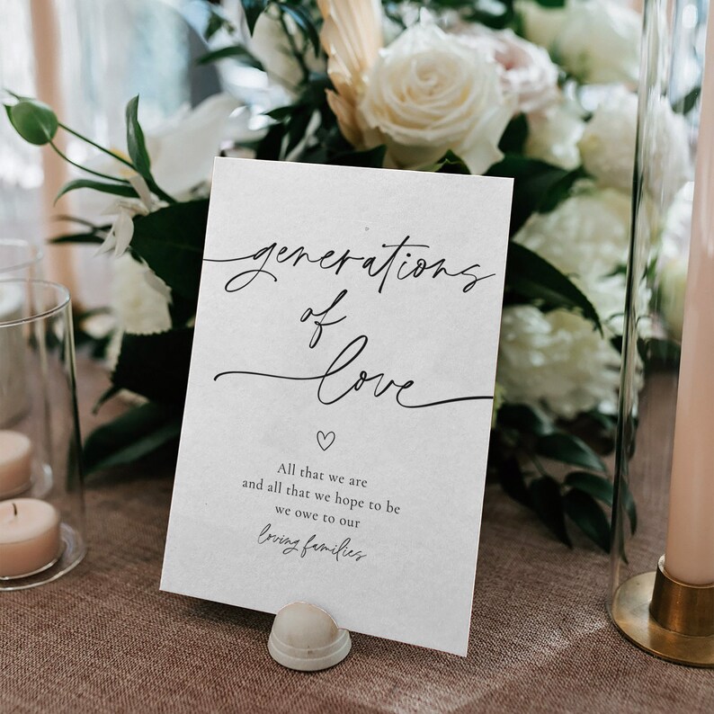 Generations of Love Printable Sign, Modern Minimalist Wedding Sign ...